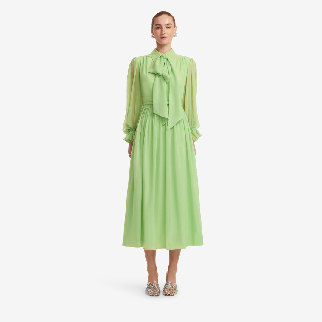 LEO LIN Leo Lin Cassie Tie Neck Midi Dress